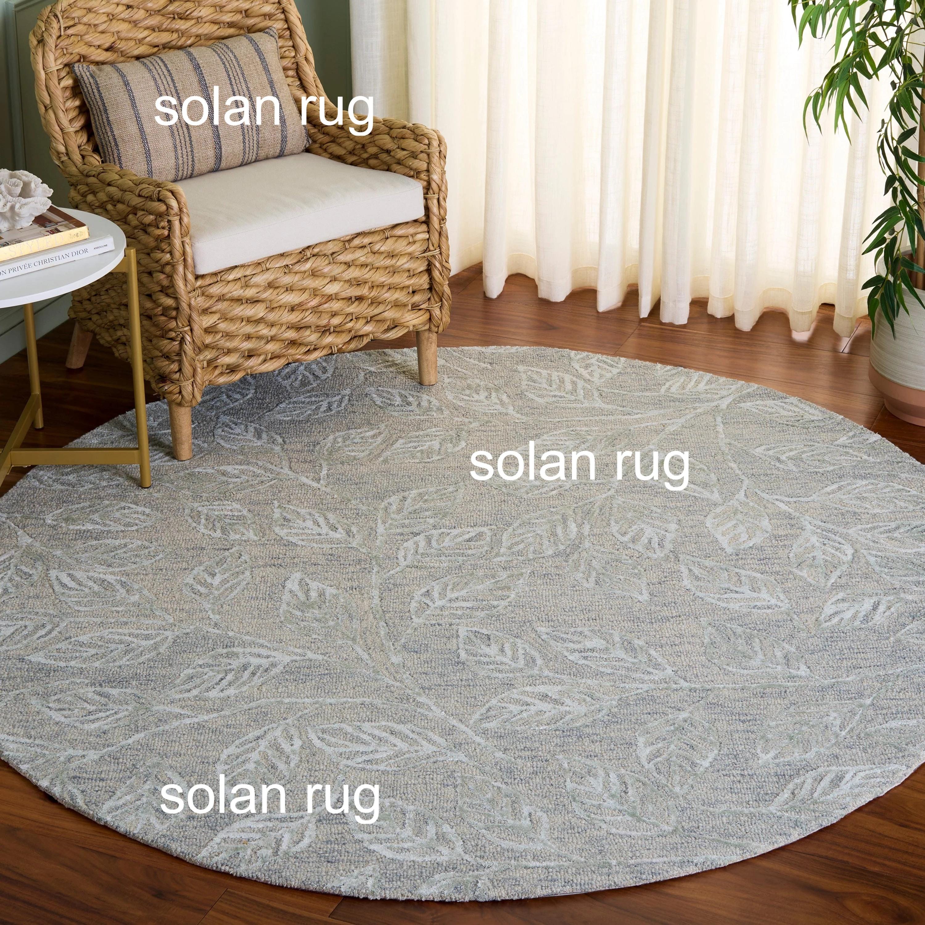 Hand Tufted Botanical Leaf Rug, Sage Green Floral Area Rug, Modern ...
