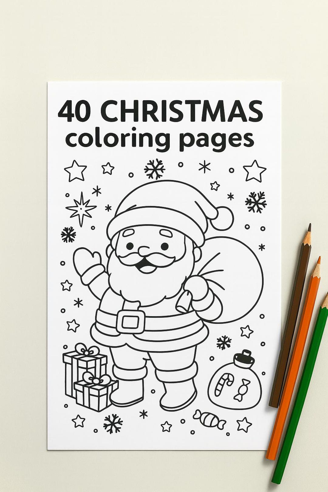 40 Christmas Coloring Pages for Kids | Santa, Reindeer (printable) - Etsy