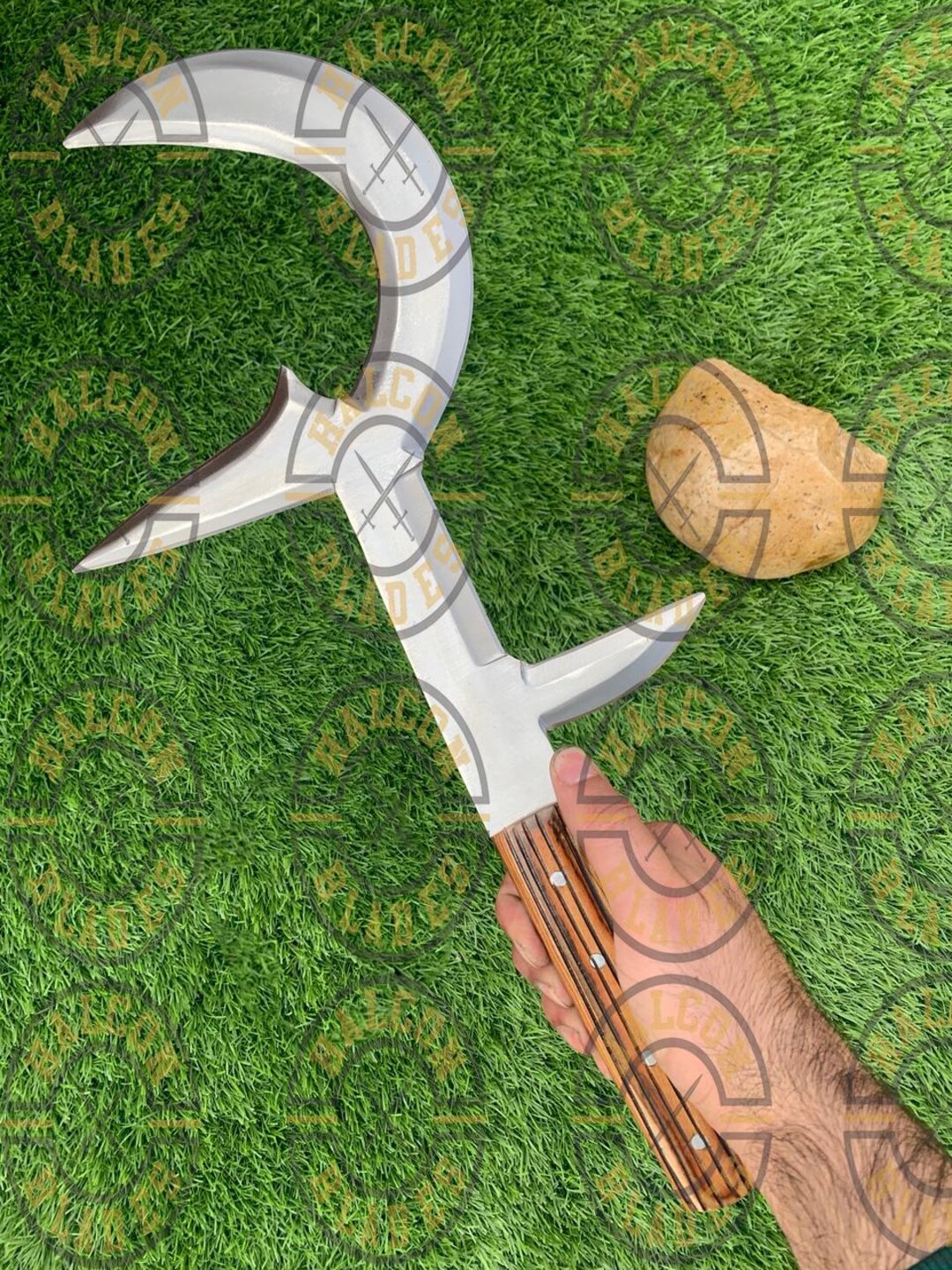 Crescent Moon Ritual Athame | Handmade Curved Dagger Knife With Rose ...
