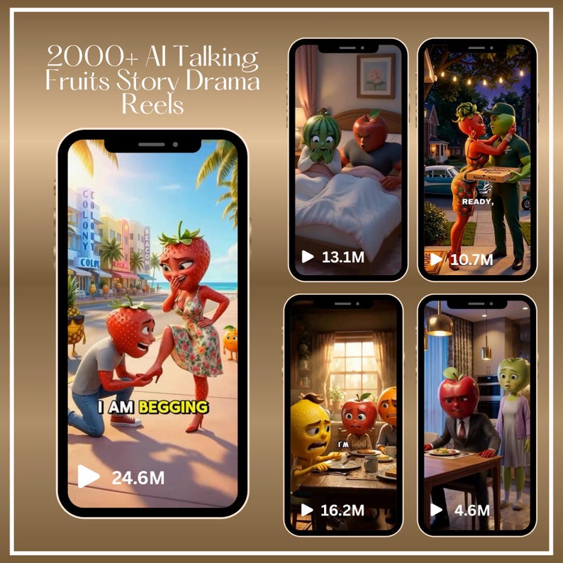 2000+ AI Talking Fruit Videos Bundle | Romance, Drama & Family Story ...