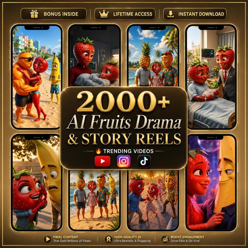2000+ AI Talking Fruits Story Drama Reels Bundle | Viral Story Drama ...