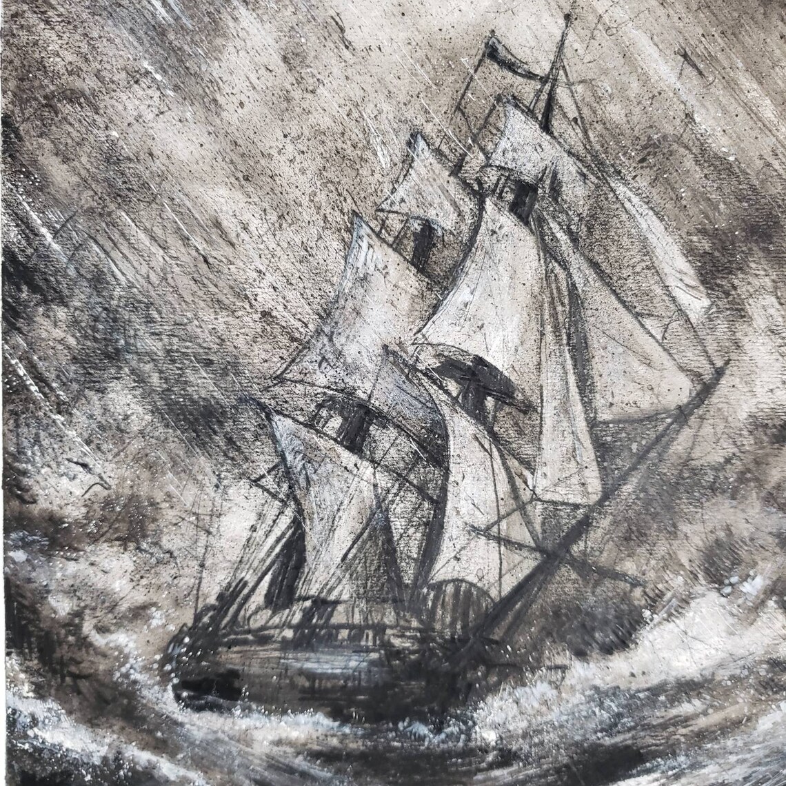 Ghost Ship, USS Constitution, Old Ironsides- Art PRINT, Original ...