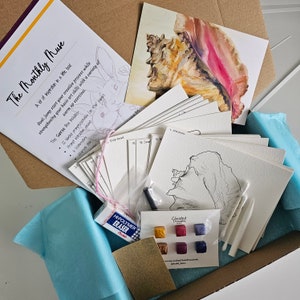 Watercolor Art Box Beach Subscription Box, Monthly 22 Art Prompts ...
