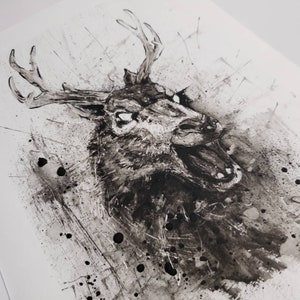 Evil Dead Deer- Art PRINT, Original Watercolor Illustration Artwork ...