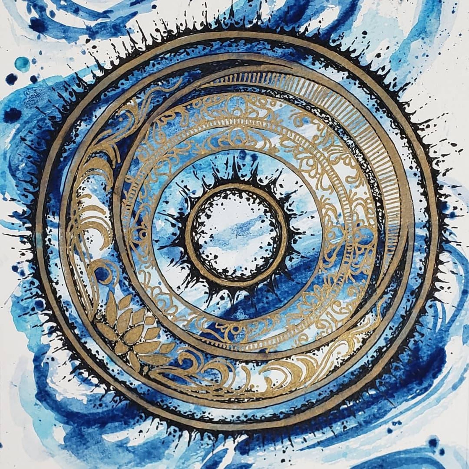 Celestial- Art Print, Watercolor, Moon and Sun Art Piece Intertwined ...