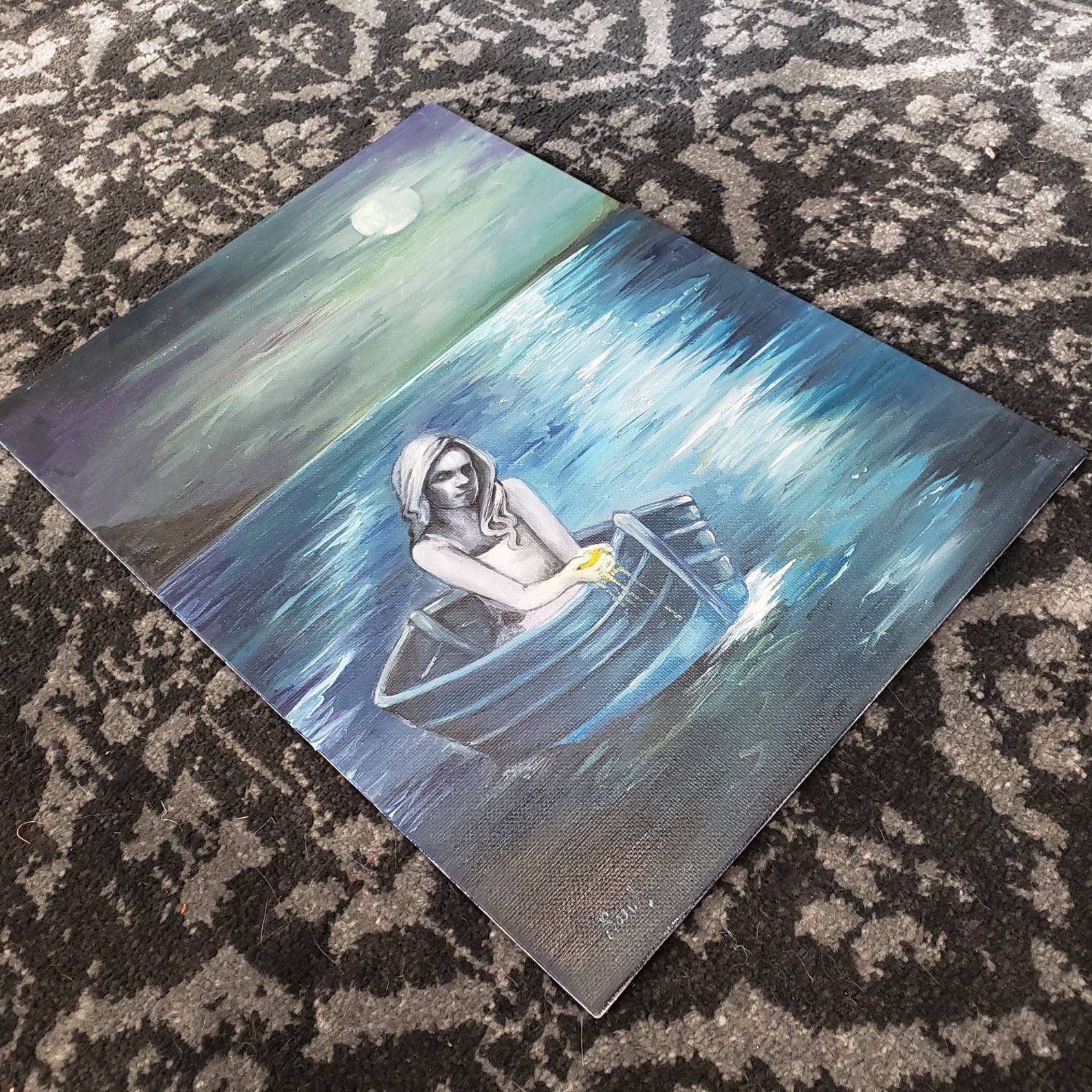 Soul Searching Art PRINT Oil on Canvas Painting Little Boat - Etsy