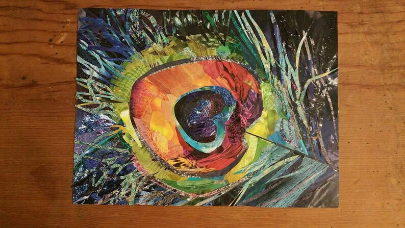Peacock Feather Magazine Collage Art PRINT Original Artwork - Etsy