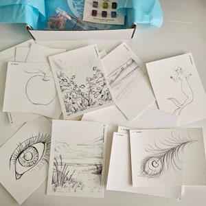 Watercolor Art Box Peacock Subscription Box, Monthly 22 Art Prompts ...