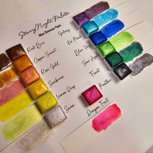 Forest Dark Green- Starry Night Handmade Artisan Watercolor Mica ...