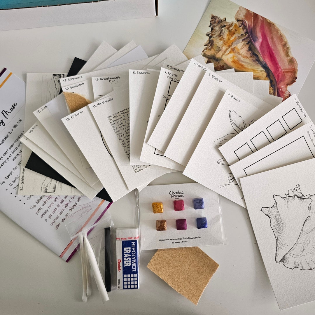 Watercolor Art Box Beach Subscription Box, Monthly 22 Art Prompts ...