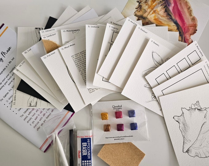 Watercolor Art Box Beach Subscription Box, Monthly 22 Art Prompts ...