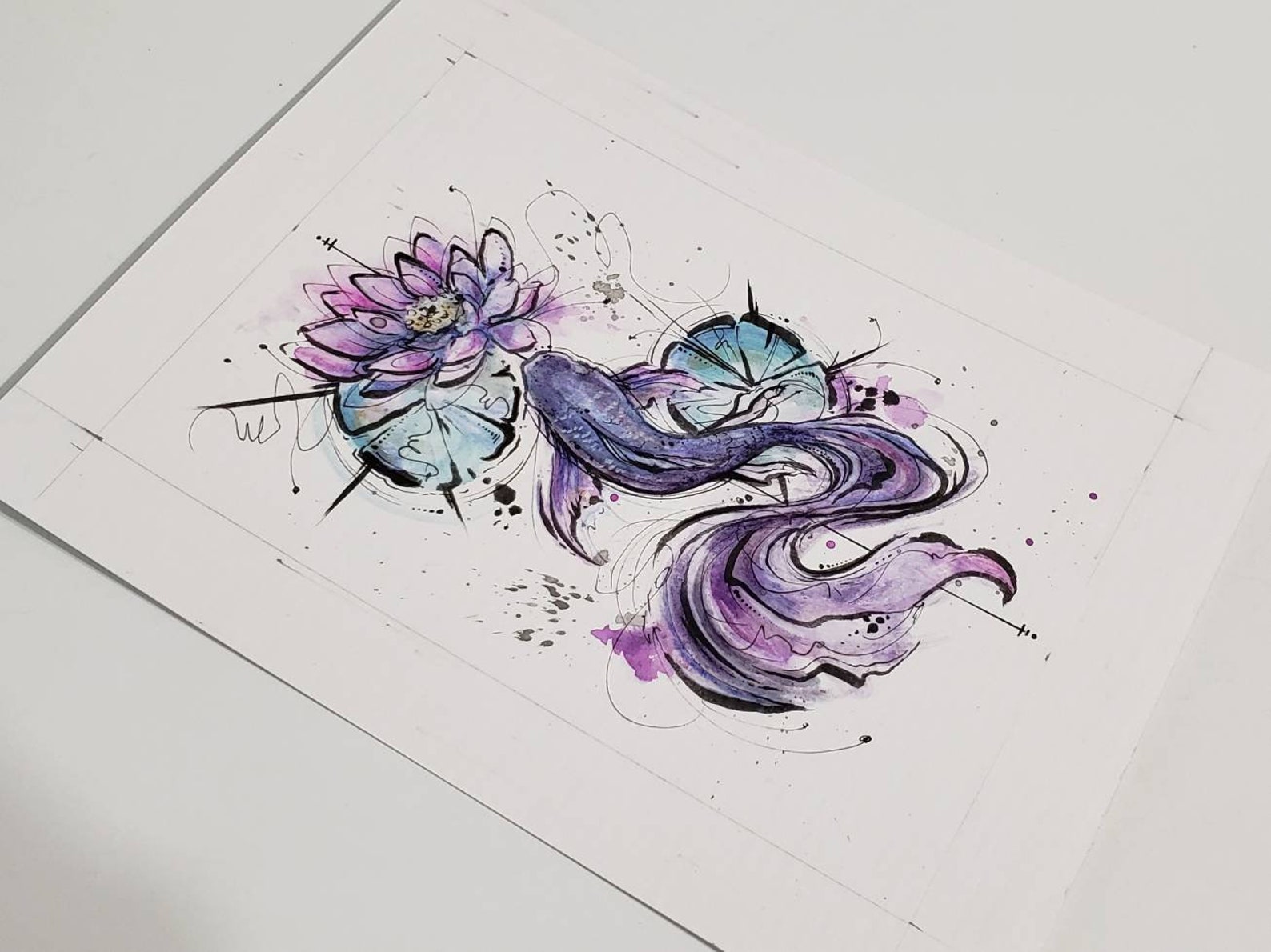 Purple Koi Fish Art PRINT of an Original Watercolor | Etsy