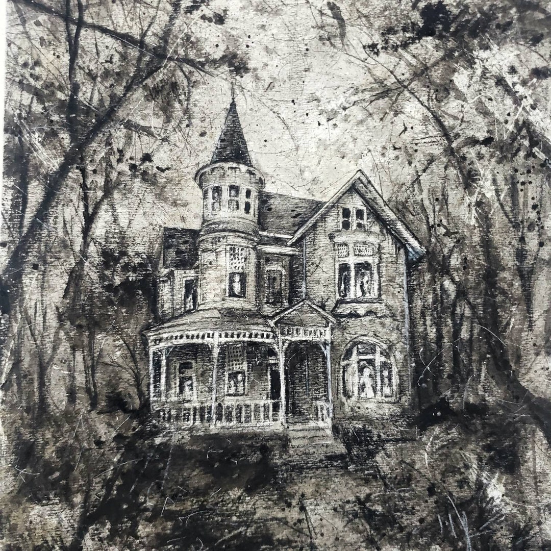 Haunted House Victorian Original Watercolor Art PRINT Hidden - Etsy