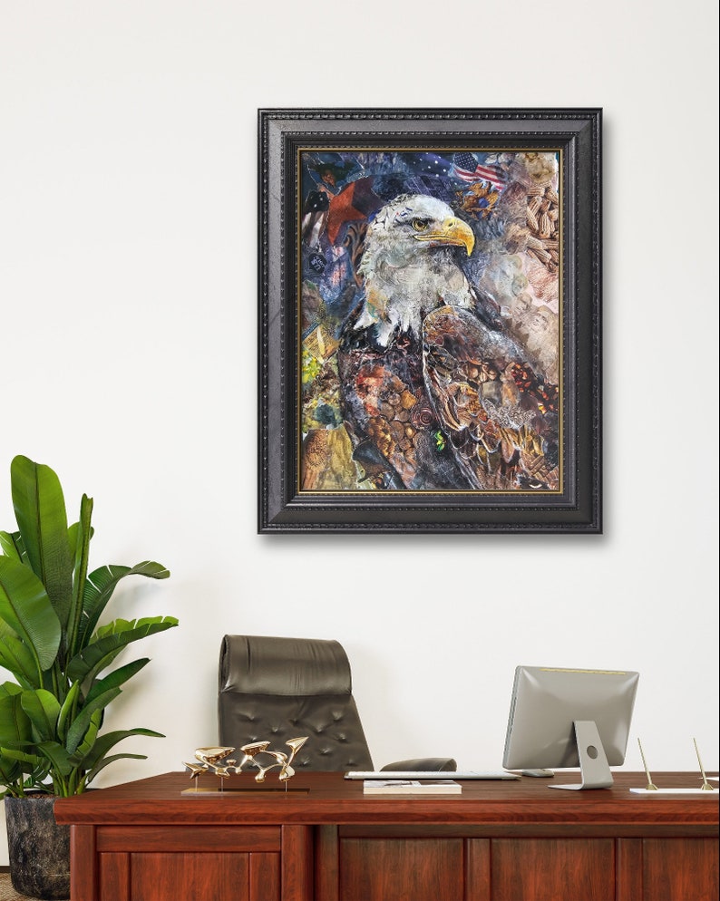 American Bald Eagle, Liberty- Art PRINT Collage Bird Painting ...