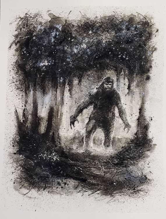 Original Sasquatch Big Foot Monster Pen and Ink Watercolor Painting ...