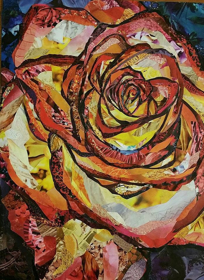 Circus Rose Original Collage Art with Frame magazine yellow | Etsy