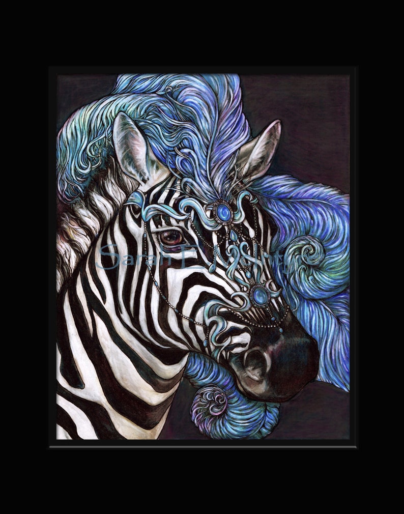 Circus Carousel Zebra Original Art PRINT, African Headdress Stripped ...