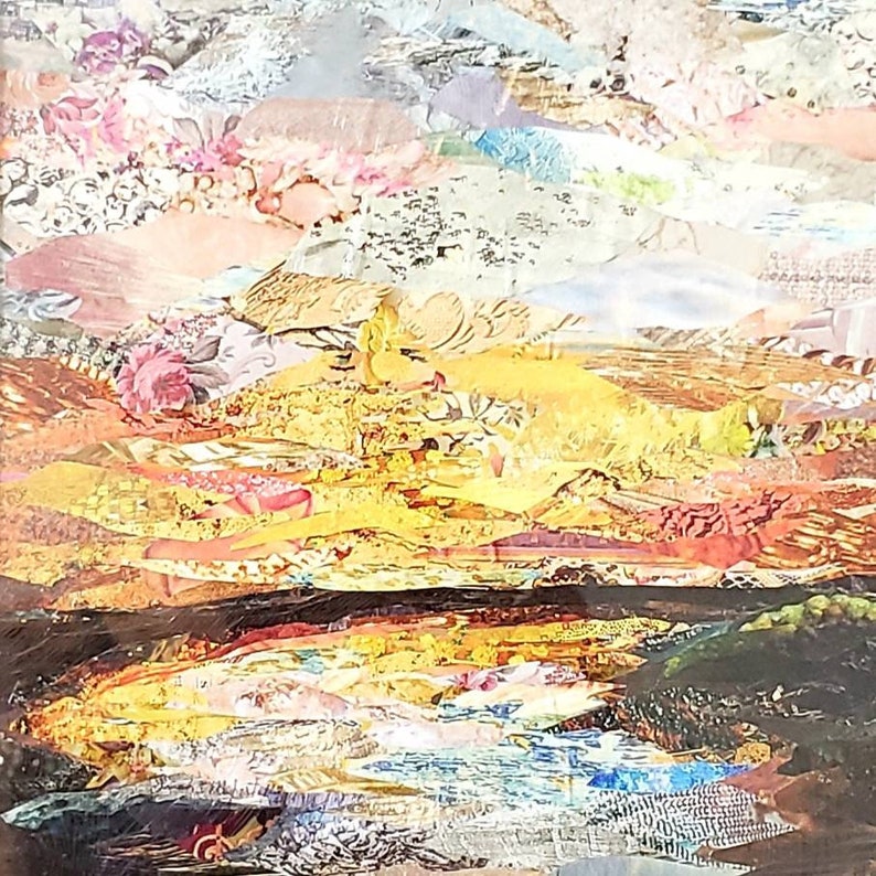 Texas Sunrise Art PRINT Collage Landscape Pond Stream - Etsy