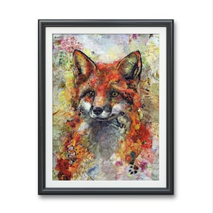 Red Fox- Print Original Collage Artwork Hidden Image Autumn Wildlife ...