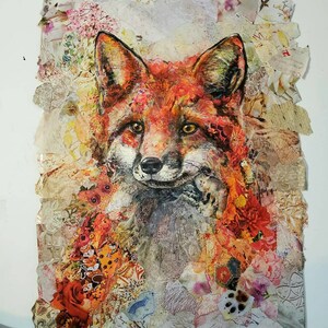 Red Fox- Print Original Collage Artwork Hidden Image Autumn Wildlife ...