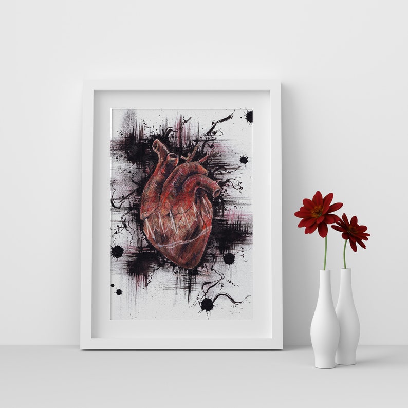 Pulse Anatomic Human Heart Art PRINT Original Watercolor - Etsy