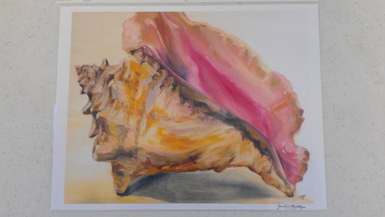 Queen Conch Shell Art PRINT Original Oil Painting Seashell - Etsy