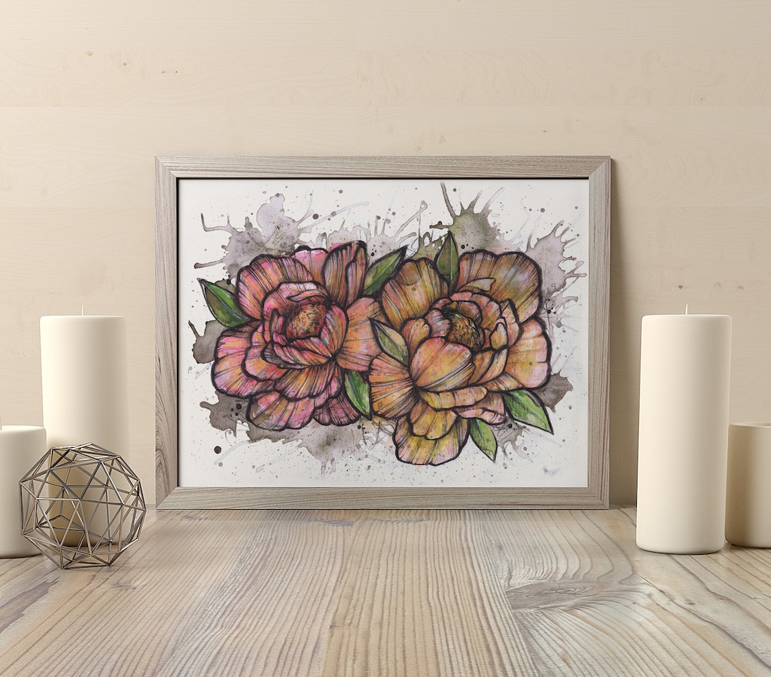 Peony Cluster- Art PRINT, Original Watercolor Illustration, Floral ...