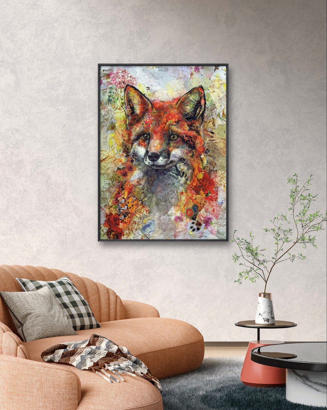 Red Fox- Print Original Collage Artwork Hidden Image Autumn Wildlife ...