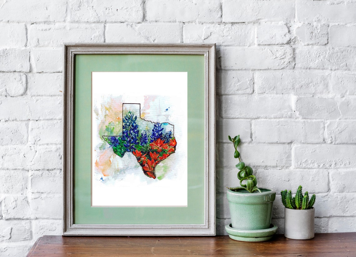 Texas Wildflowers Art PRINT Original Watercolor Illustration - Etsy