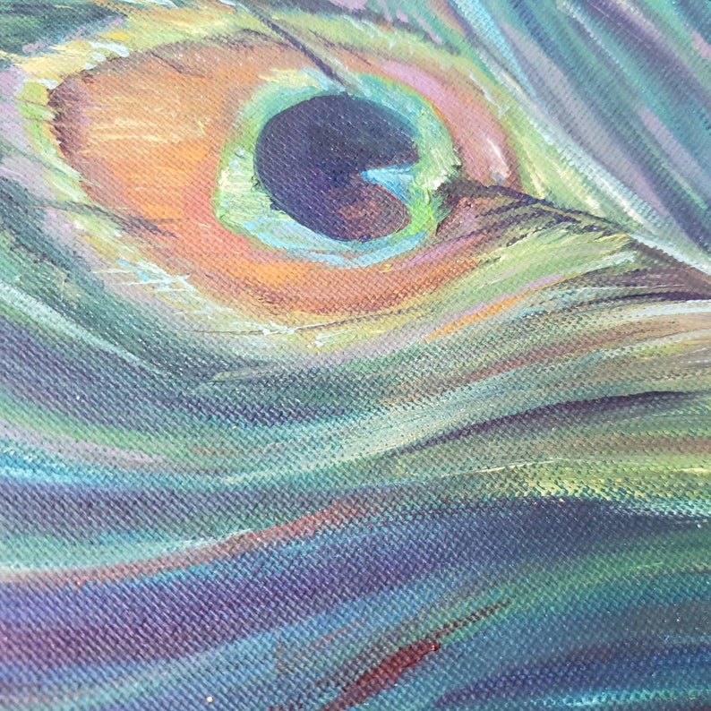 Peacock Feather Original oil Art PRINT painting bird | Etsy