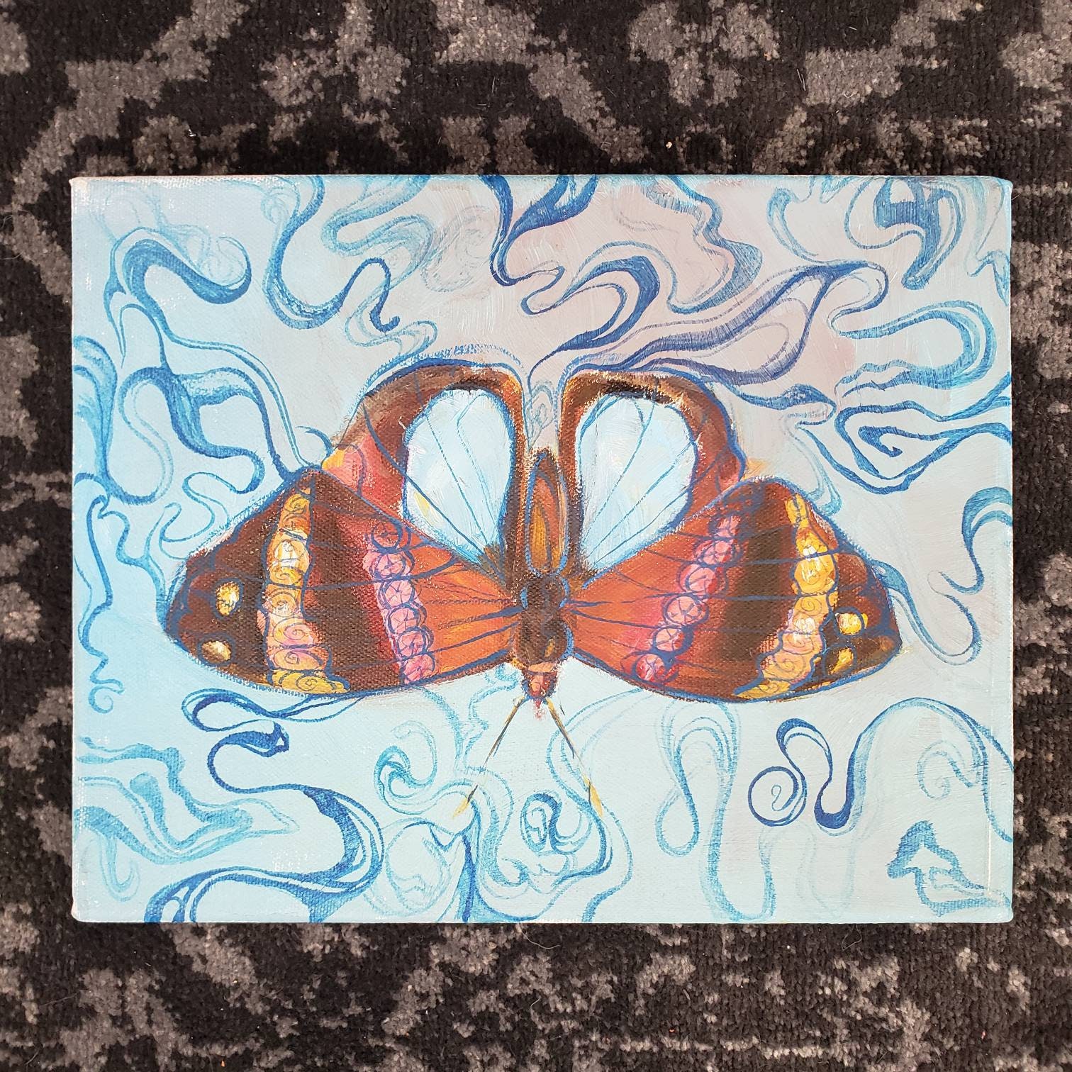 Moth/ Butterfly Still Life- Original Oil Painting Bathroom Wall Decor ...