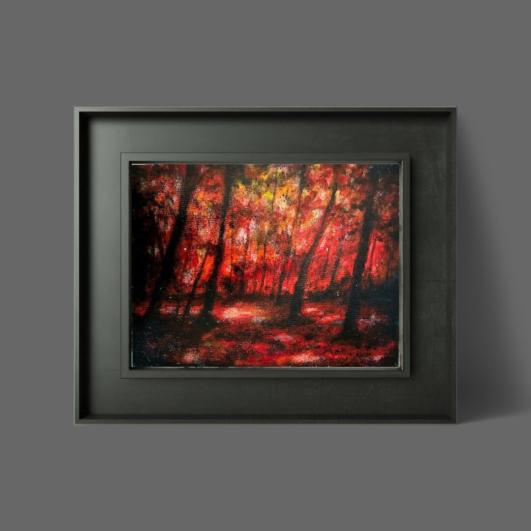Forest Fire Landscape- Art PRINT, Original Acrylic Maple Trees ...