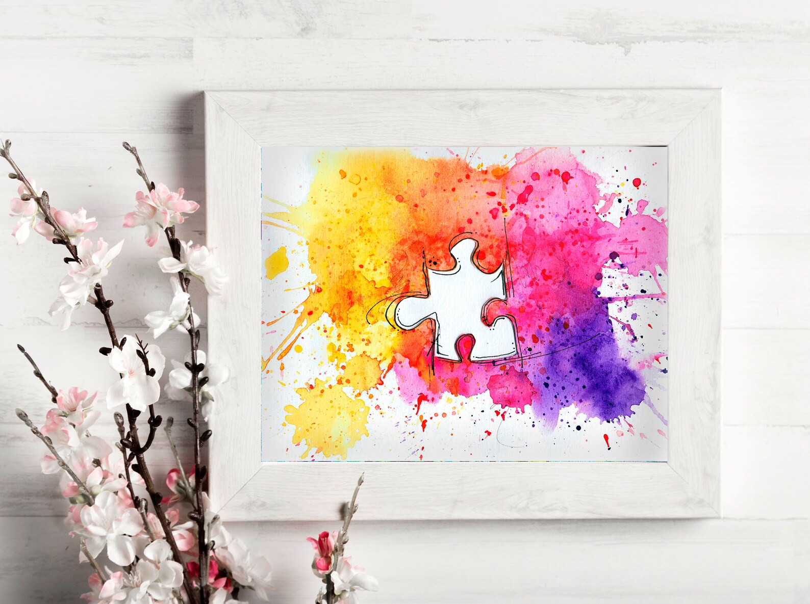 Puzzle piece set Original Art PRINT SET Watercolor | Etsy