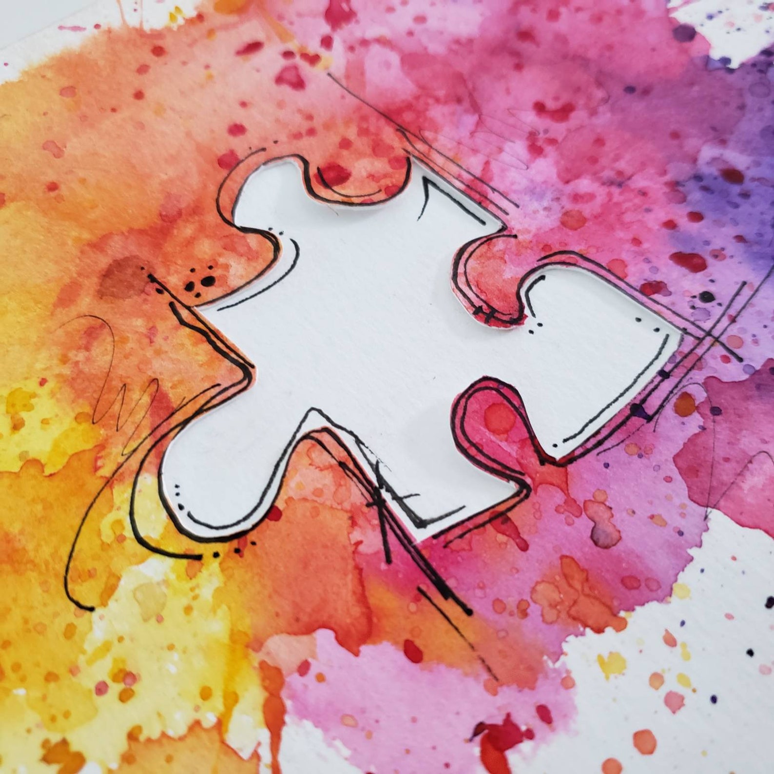 Puzzle piece set Original Art PRINT SET Watercolor | Etsy
