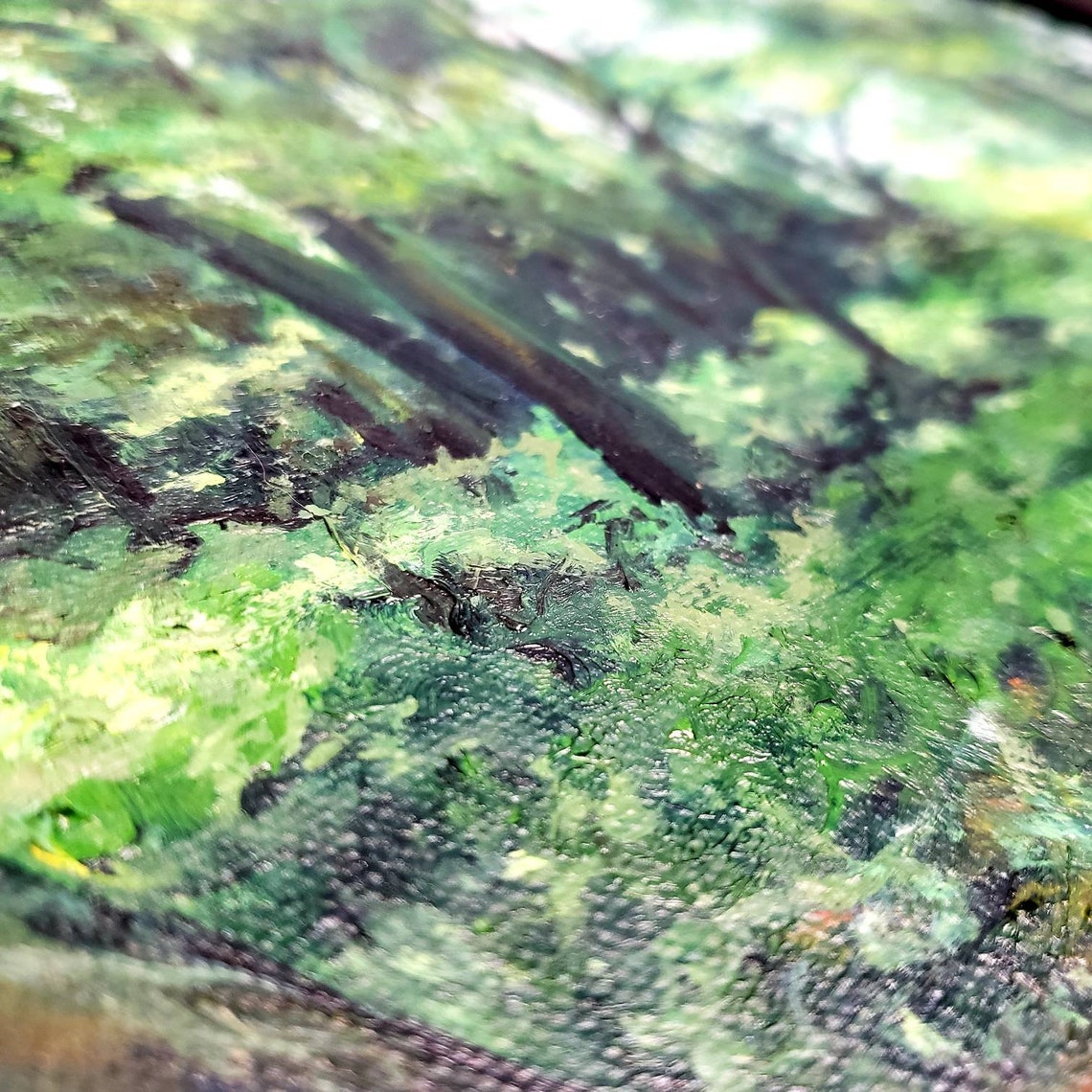Woodland Trail, Art PRINT Original Oil Painting Green Landscape Trees ...
