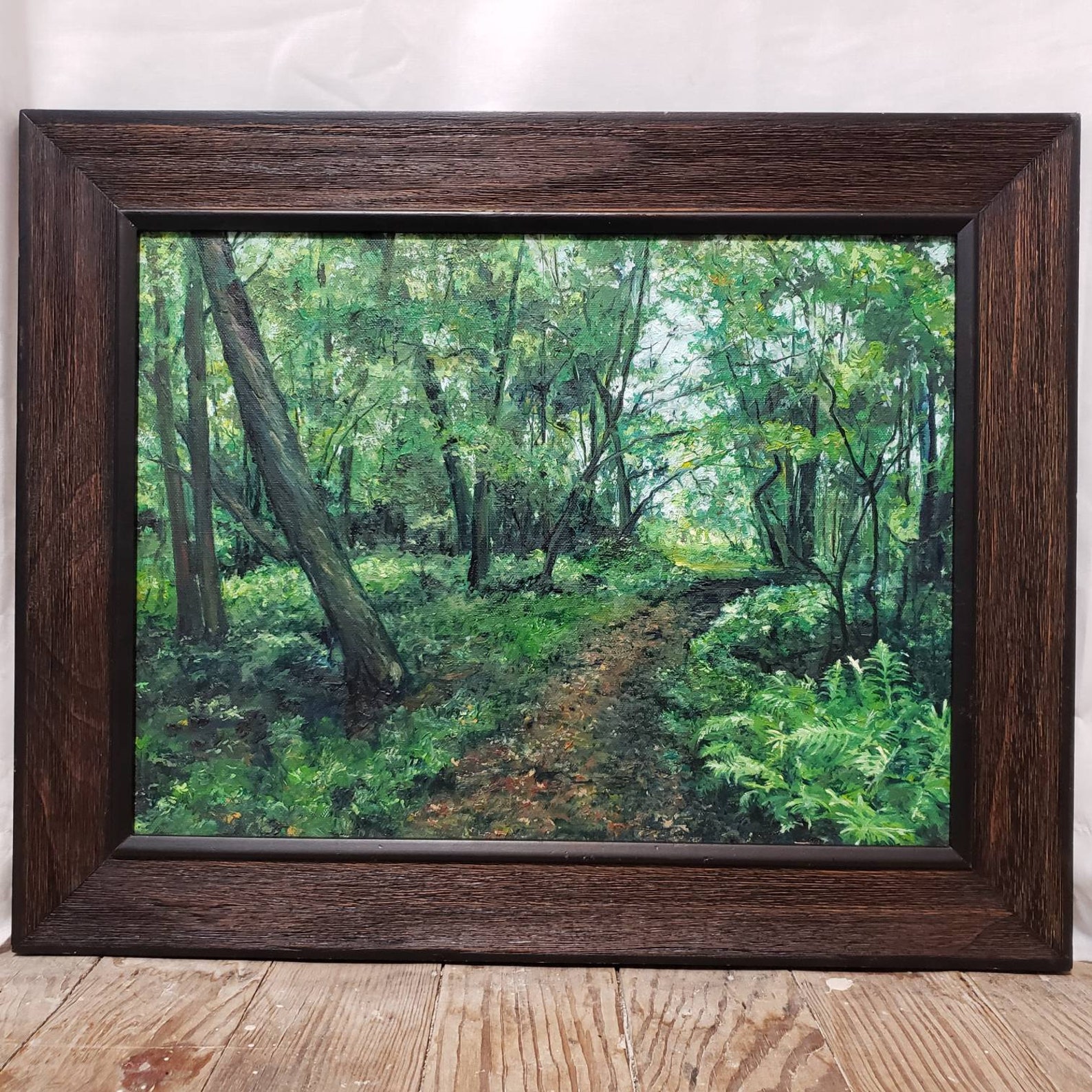 Woodland Trail, Art PRINT Original Oil Painting Green Landscape Trees ...