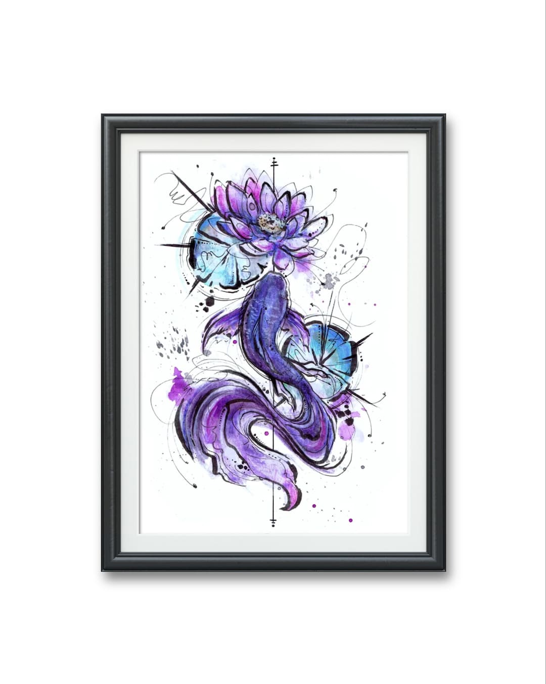 Purple Koi Fish- Art PRINT of an Original Watercolor Illustration, Lily ...