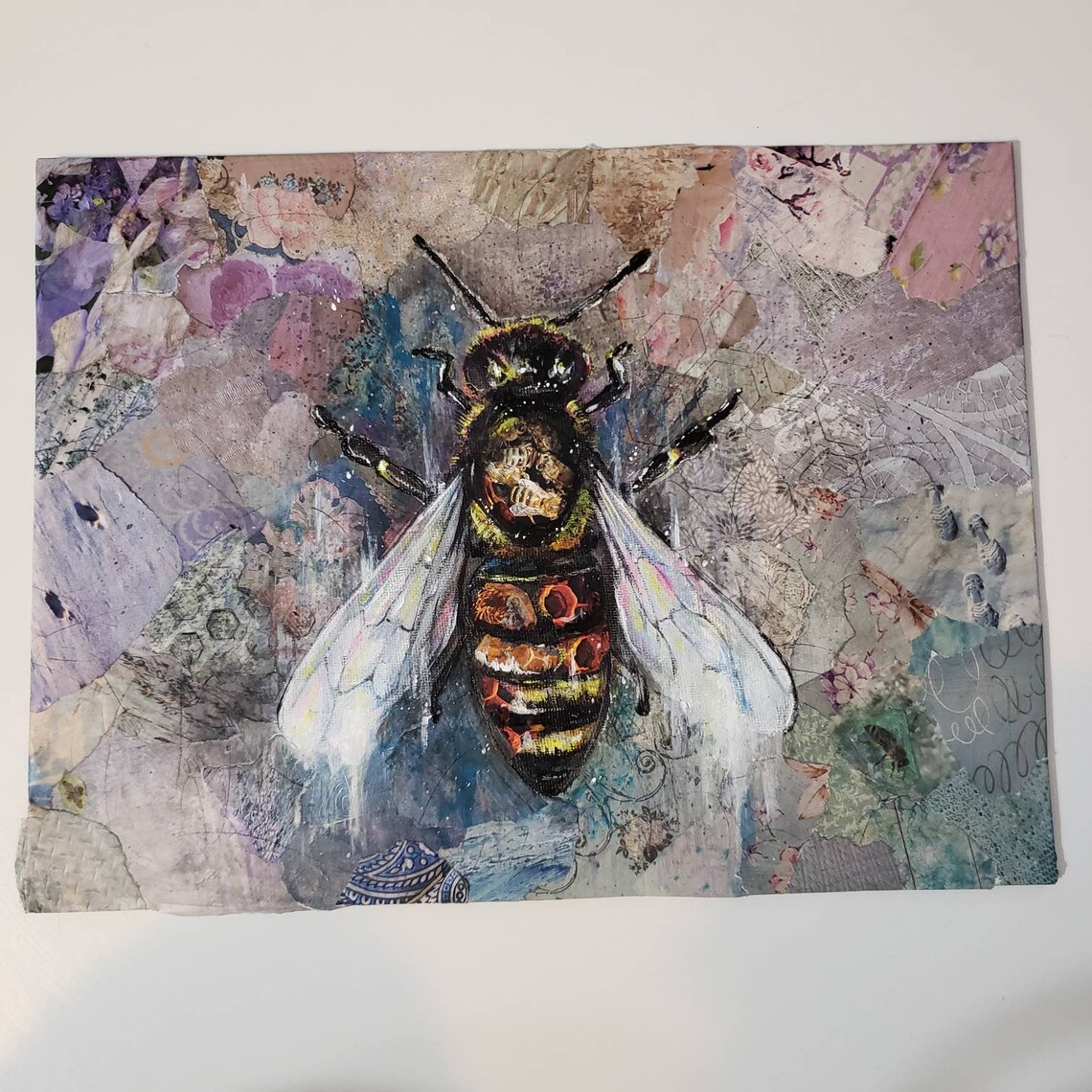 Honey Bee Art- Original Animal Wall Art Bumblebee Collage Illustration ...