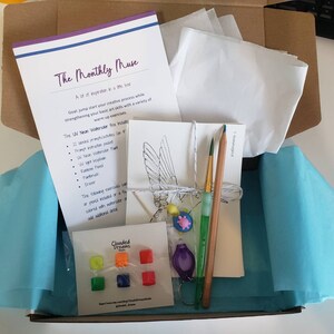 Neon Watercolor Art Box Inspiration Subscription Box, 22 Art Prompts ...
