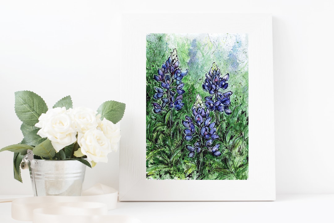 Texas Bluebonnet- Art PRINT, Watercolor Illustration Artwork, Texas ...