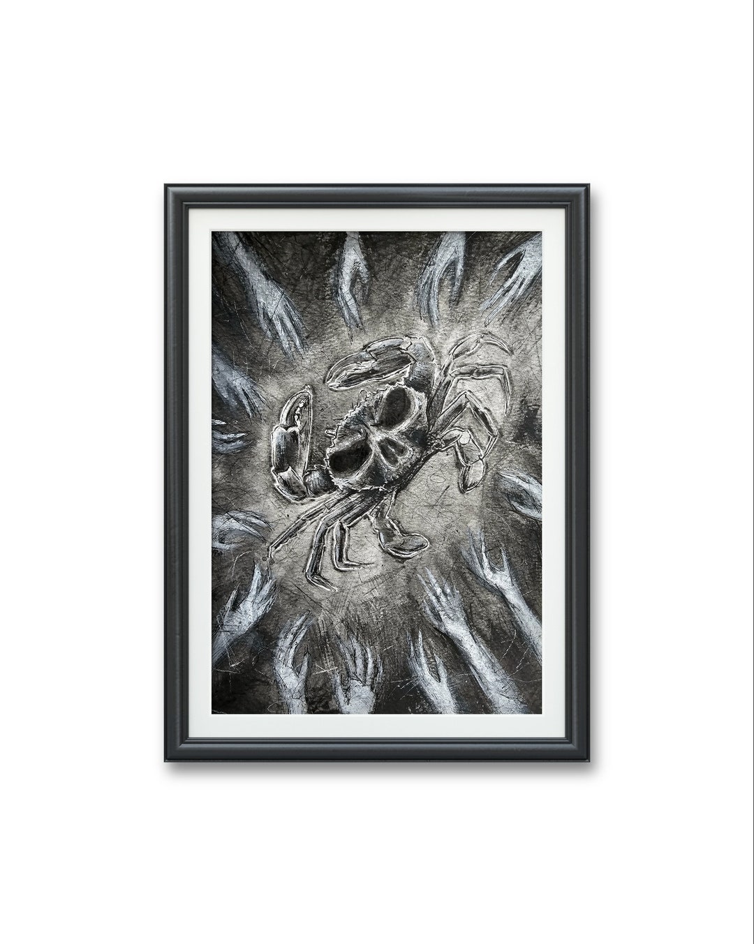 Cancer Crab- Original Art PRINT, Watercolor Artwork Black and White ...