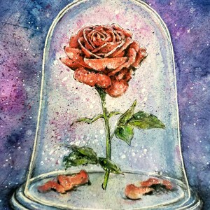 Enchanted Rose Beauty and the Beast Original Watercolor Art ...