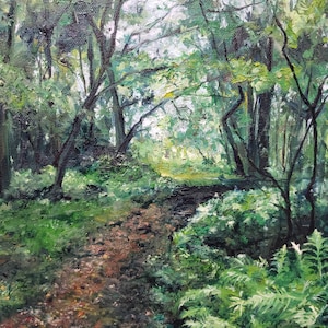 Woodland Trail, Art PRINT Original Oil Painting Green Landscape Trees ...