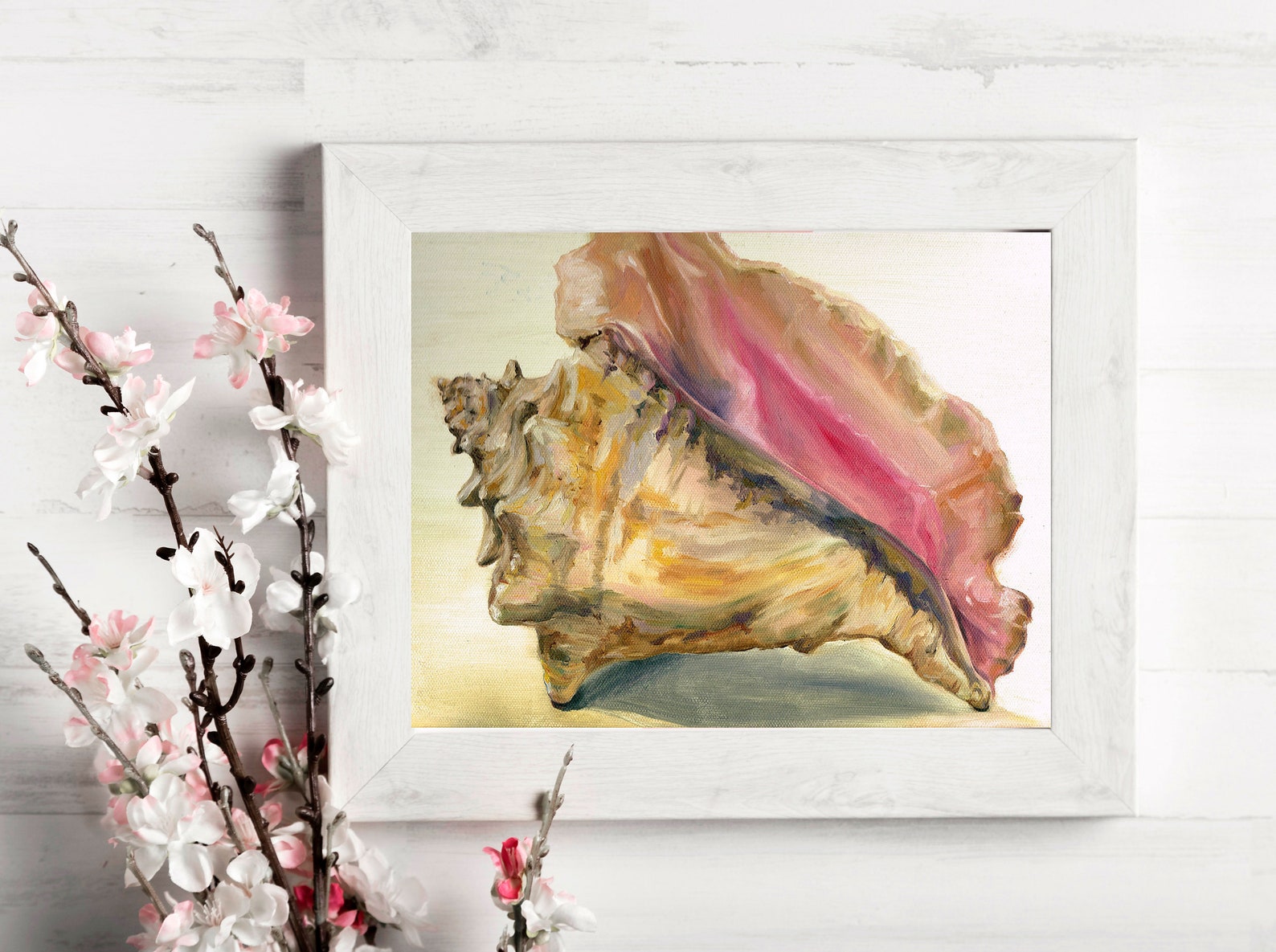 Queen Conch Shell Art PRINT Original Oil Painting Seashell - Etsy