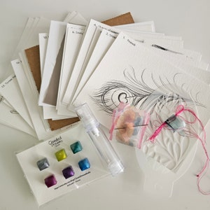 Watercolor Art Box Peacock Subscription Box, Monthly 22 Art Prompts ...