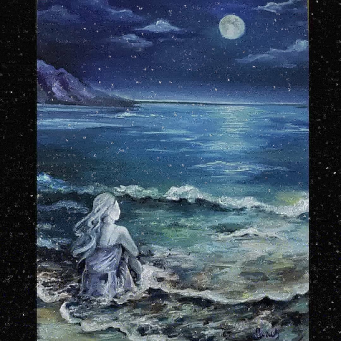 Exploring Her Inner World, Art PRINT Oil on Canvas Painting Ocean Water ...