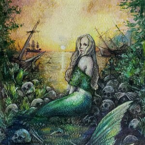 Siren, Mermaid- Art PRINT, Ship Wrecked Original Watercolor ...