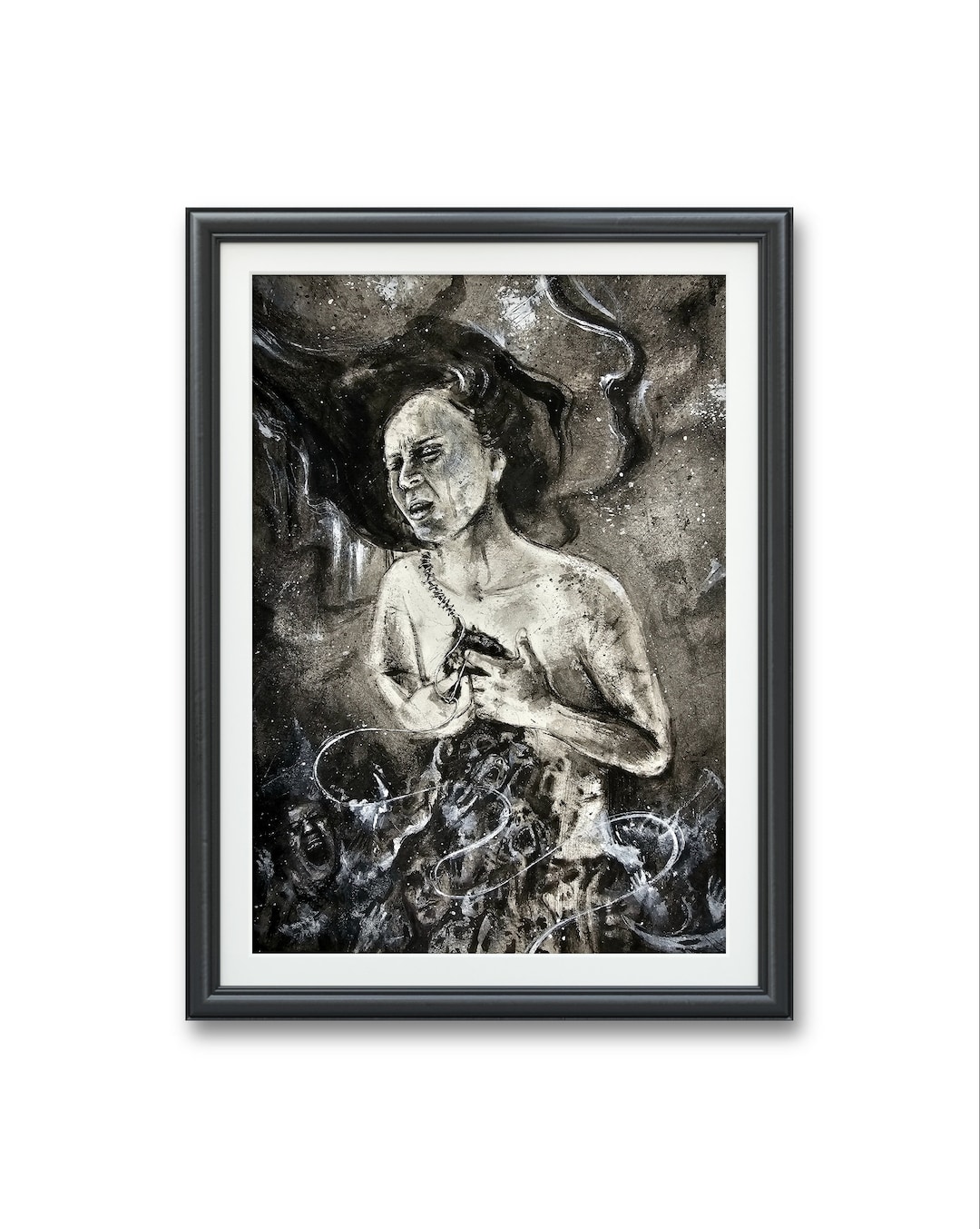 Pain- Art PRINT, Original Watercolor Illustration Artwork Silent Scream ...