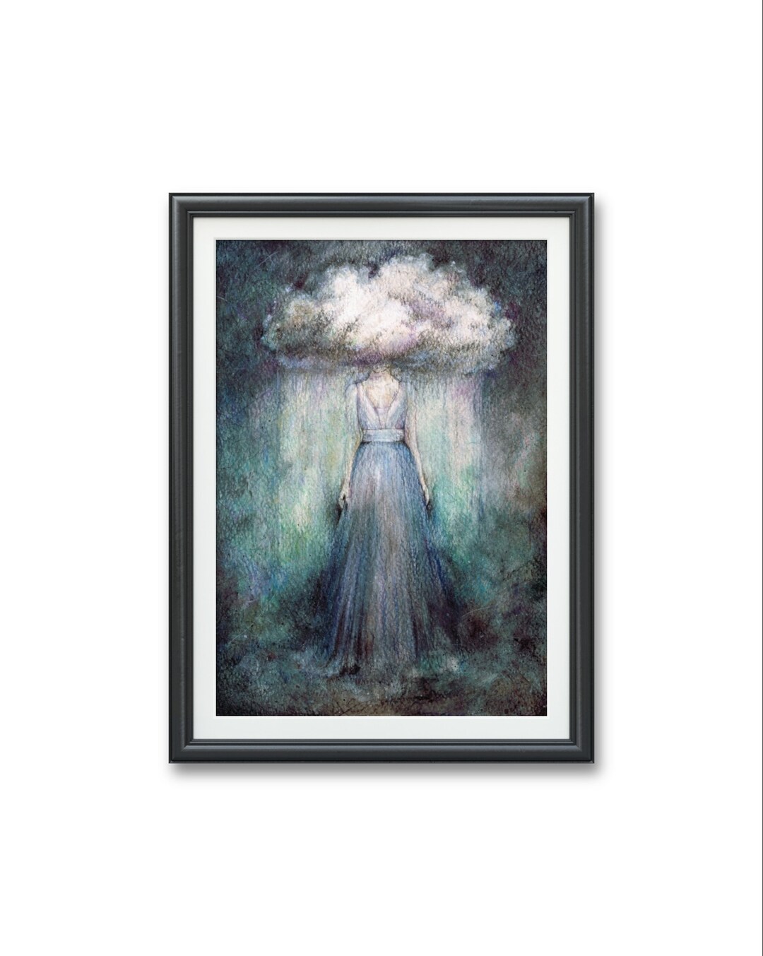 Head in the Clouds- Art PRINT Watercolor Illustration Artwork Raincloud ...