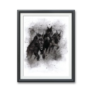 Hellhound, Werewolf- Original Art PRINT, Watercolor Illustration ...